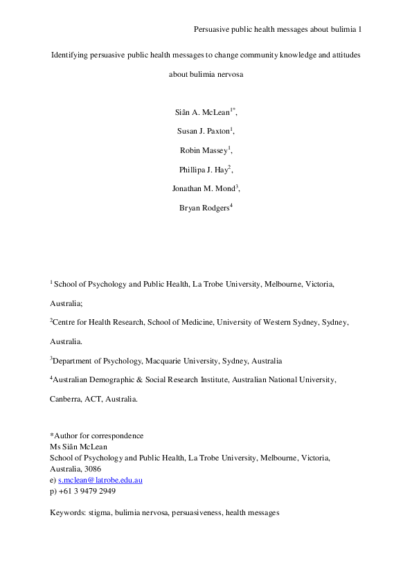 (PDF) Identifying Persuasive Public Health Messages to Change Community ...