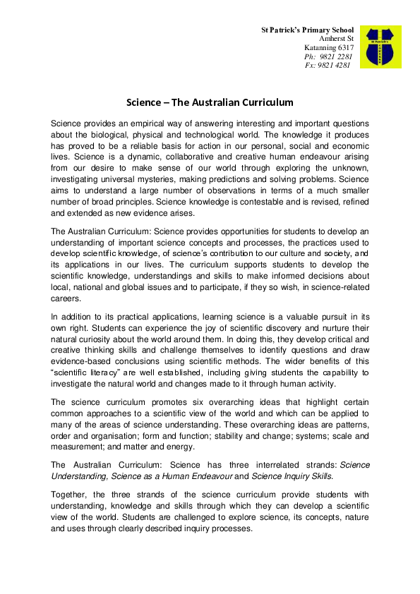 (PDF) Science in the Australian Curriculum