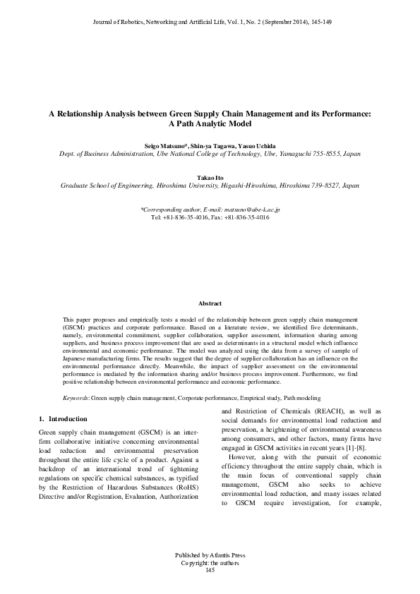 (PDF) A Relationship Analysis between Green Supply Chain Management and ...