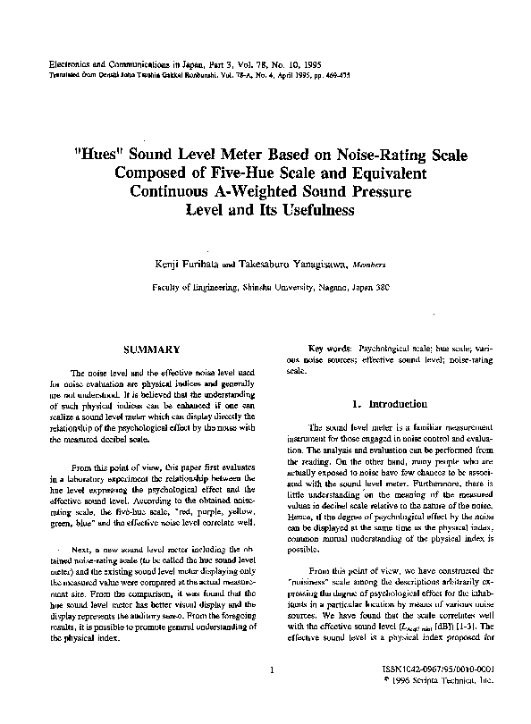 (PDF) “Hues” sound level meter based on noise-rating scale composed of ...