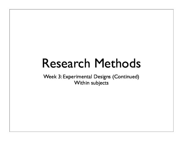 (PDF) Within Subject designs