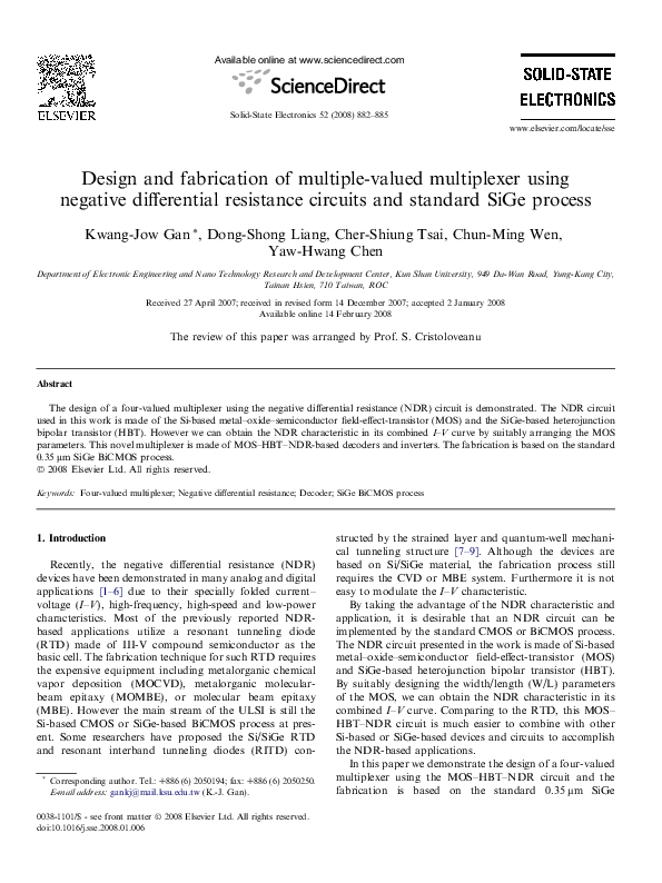 (PDF) Design and fabrication of multiple-valued multiplexer using ...