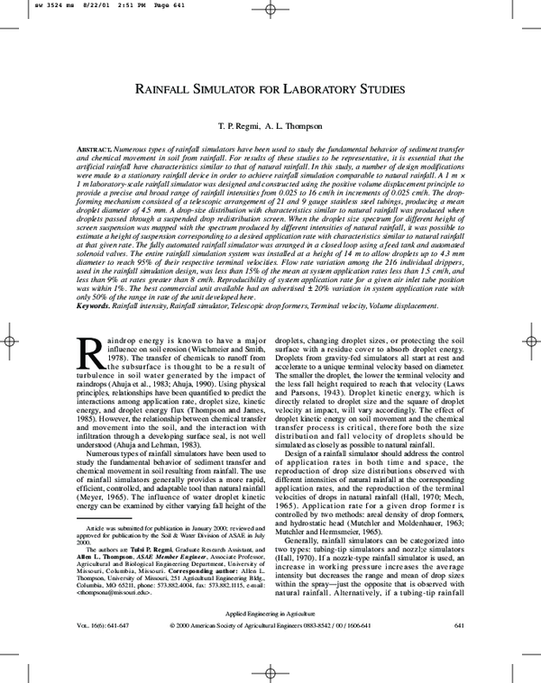 (PDF) Rainfall Simulator for Laboratory Studies