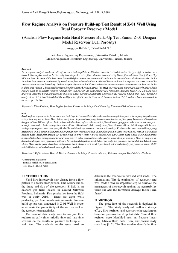(PDF) Flow Regime Analysis on Pressure Build-up Test Result of Z-01 ...
