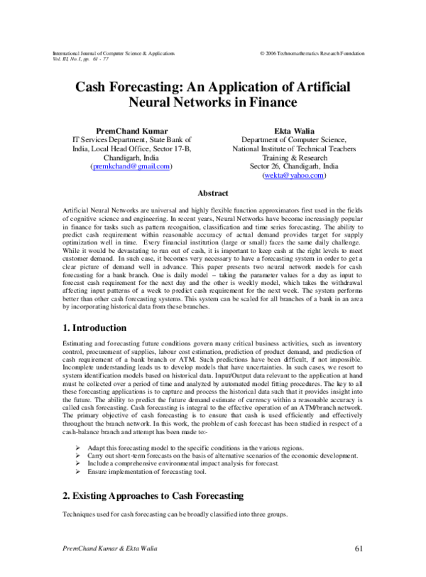 (PDF) Cash Forecasting: An Application of Artificial Neural Networks in ...