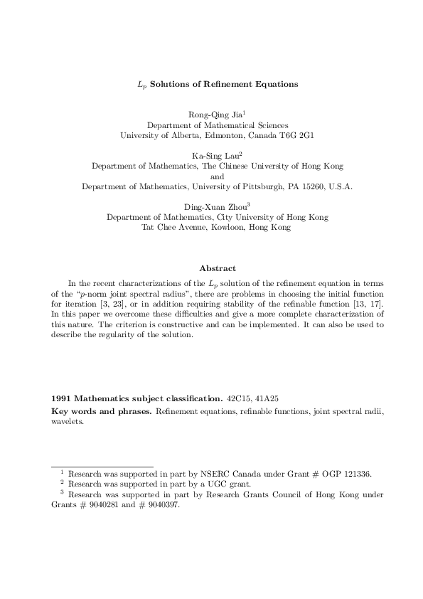 (PDF) L p solutions of refinement equations