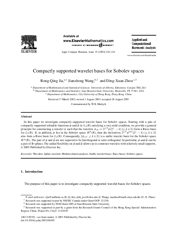 Pdf Compactly Supported Wavelet Bases For Sobolev Spaces Ding Xuan