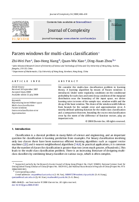 (PDF) Parzen windows for multi-class classification