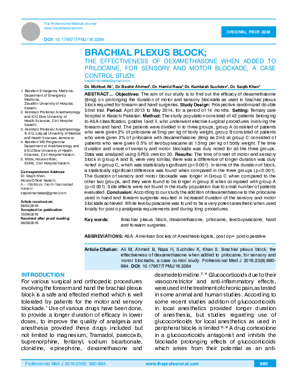 (PDF) Brachial Plexus Block