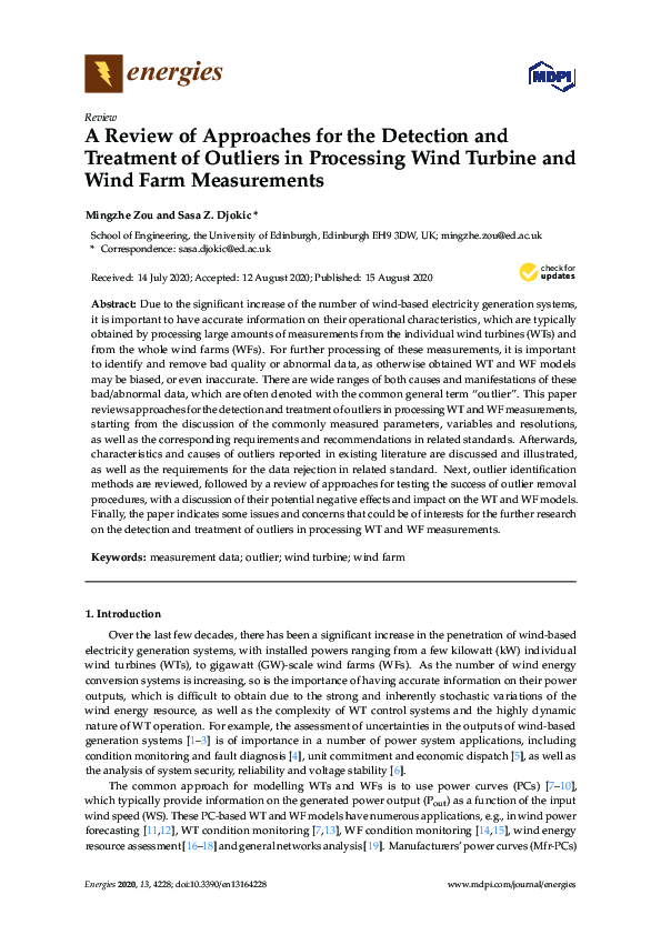 Pdf A Review Of Approaches For The Detection And Treatment Of Outliers In Processing Wind