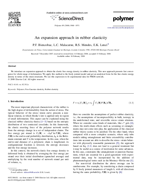 (PDF) An expansion approach in rubber elasticity