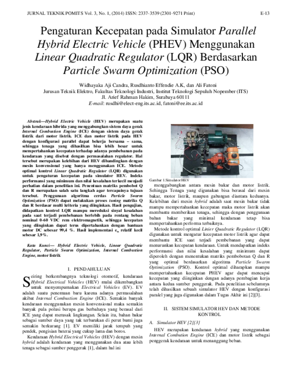 (PDF) Pengaturan Kecepatan pada Simulator Parallel Hybrid Electric ...