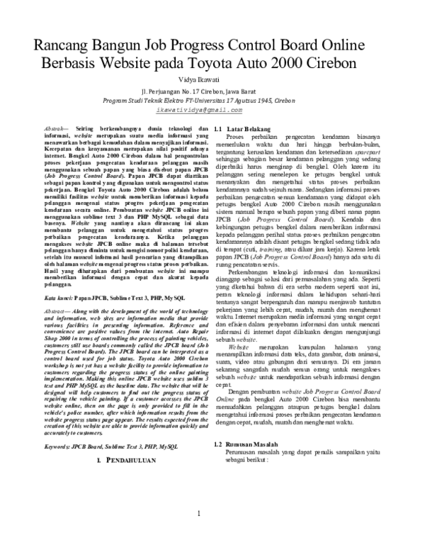 (PDF) Rancang Bangun Job Progress Control Board Online Berbasis Website ...