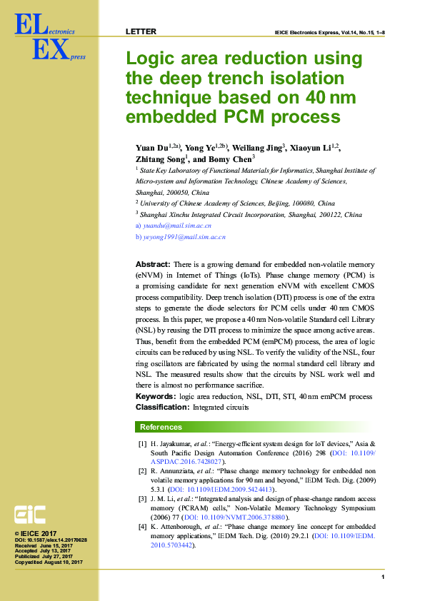 (PDF) Logic area reduction using the deep trench isolation technique based on 40 nm embedded PCM ...