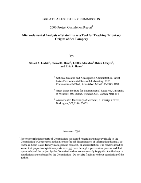 (PDF) Micro-elemental Analysis of Statoliths as a Tool for Tracking ...