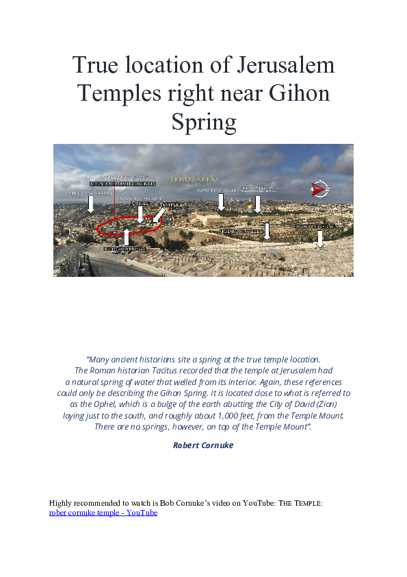(DOC) True location of Jerusalem Temples right near Gihon Spring
