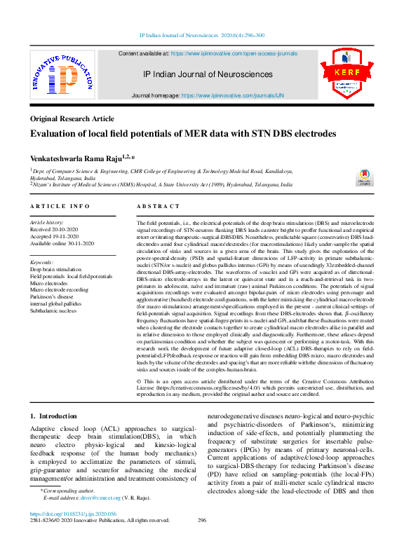 (PDF) Evaluation of local field potentials of MER data with STN DBS ...