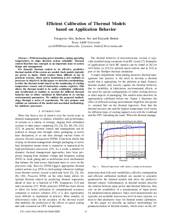 Pdf Efficient Calibration Of Thermal Models Based On Application Behavior