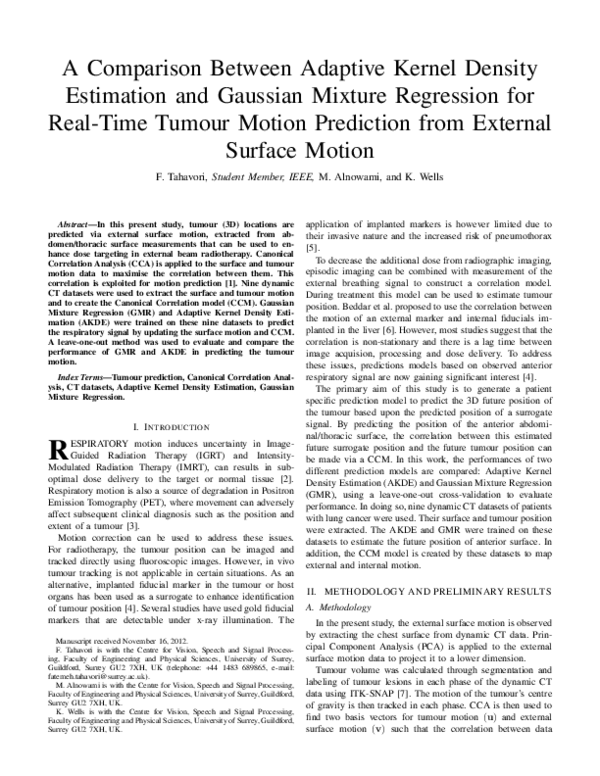 (PDF) A comparison between adaptive kernel density estimation and Gaussian Mixture Regression ...