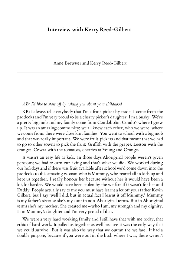 (PDF) Interview with Kerry Reed-Gilbert