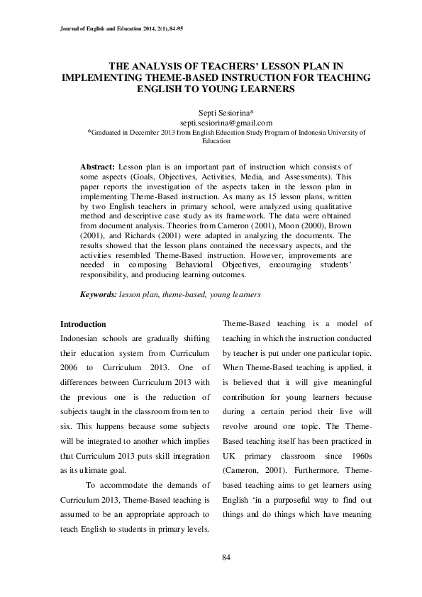 (PDF) The ANALYSIS OF TEACHER’S LESSON PLAN IN IMPLEMENTING SCIENTIFIC ...