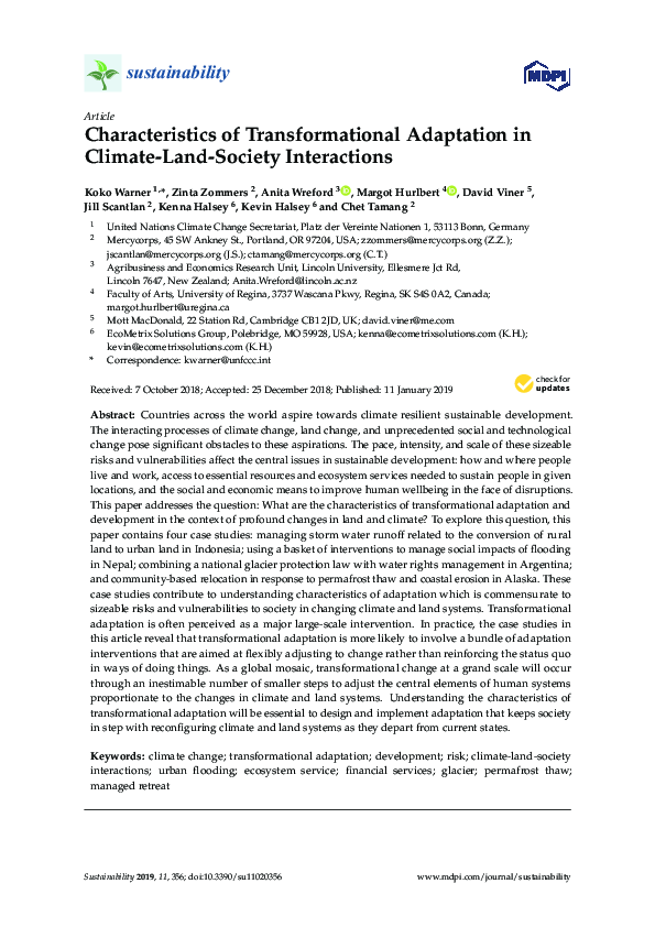 (PDF) Characteristics of Transformational Adaptation in Climate-Land ...