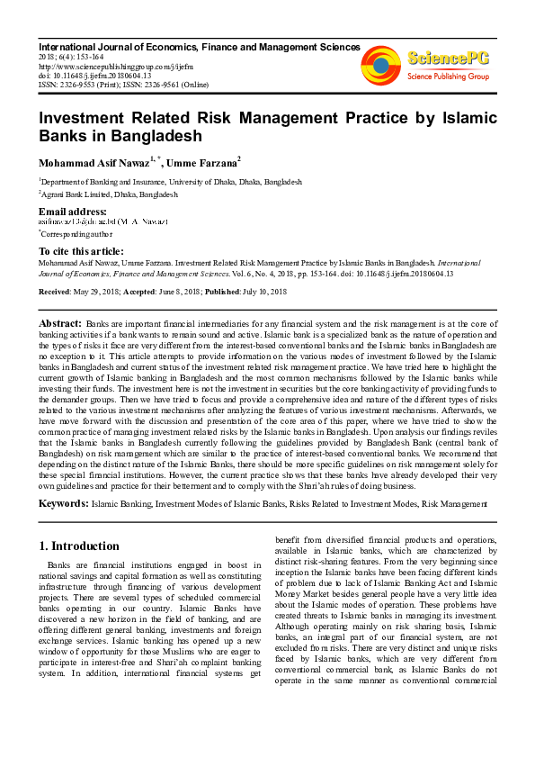 (PDF) Investment Related Risk Management Practice by Islamic Banks in ...