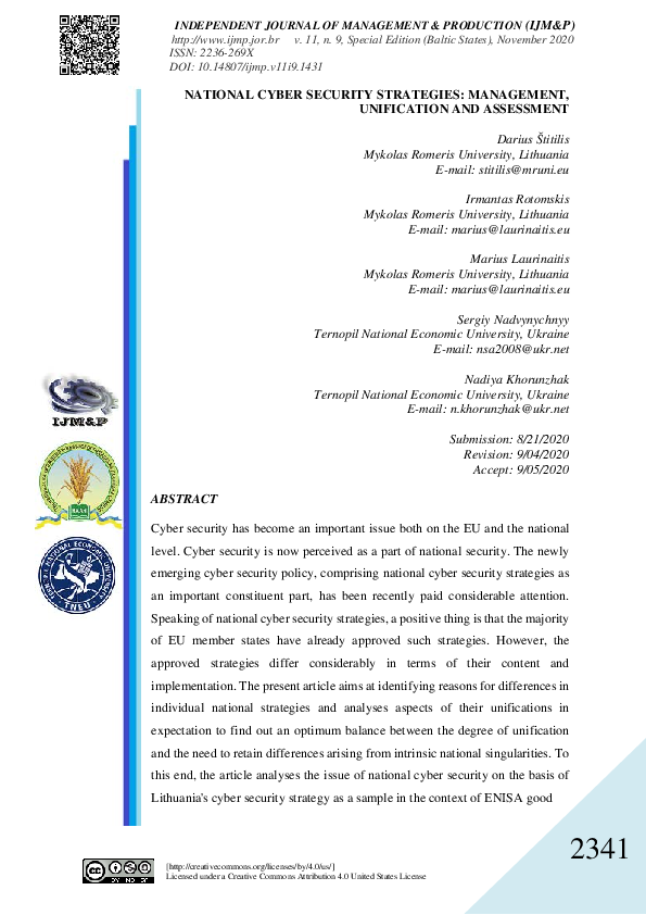 (PDF) National cyber security strategies: management, unification and ...