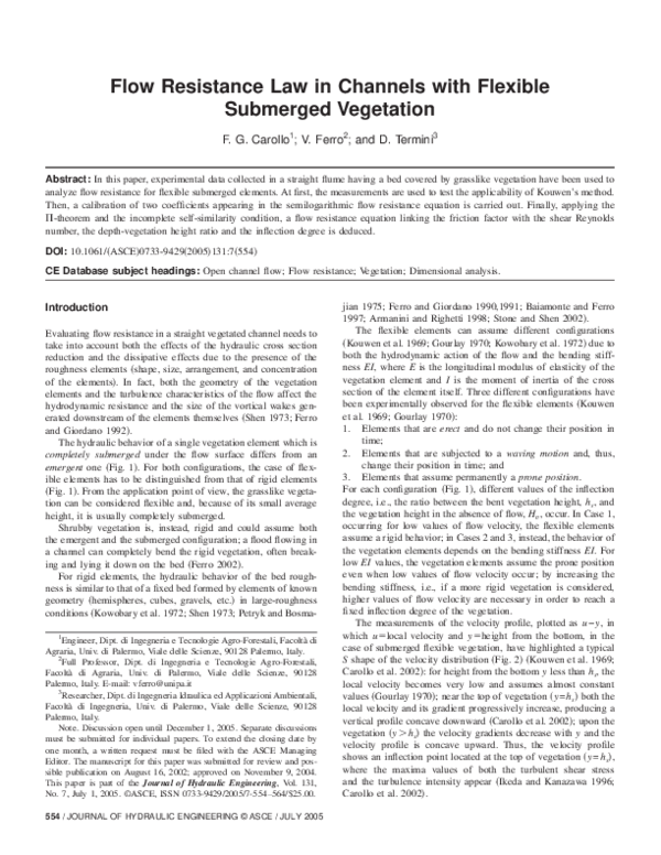 (PDF) Flow Resistance Law in Channels with Flexible Submerged Vegetation