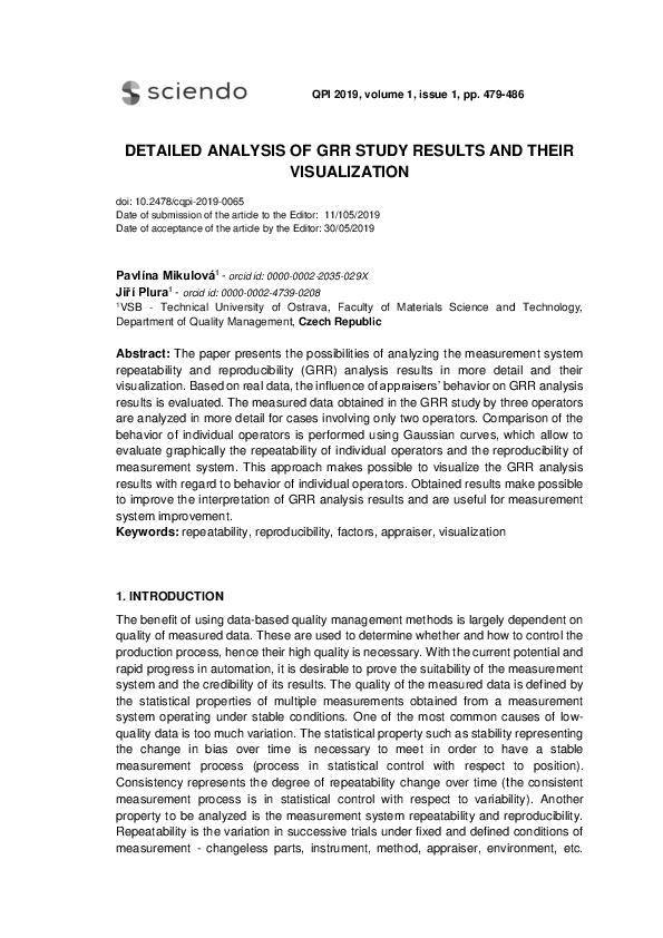 (PDF) Detailed Analysis of GRR Study Results and their Visualization