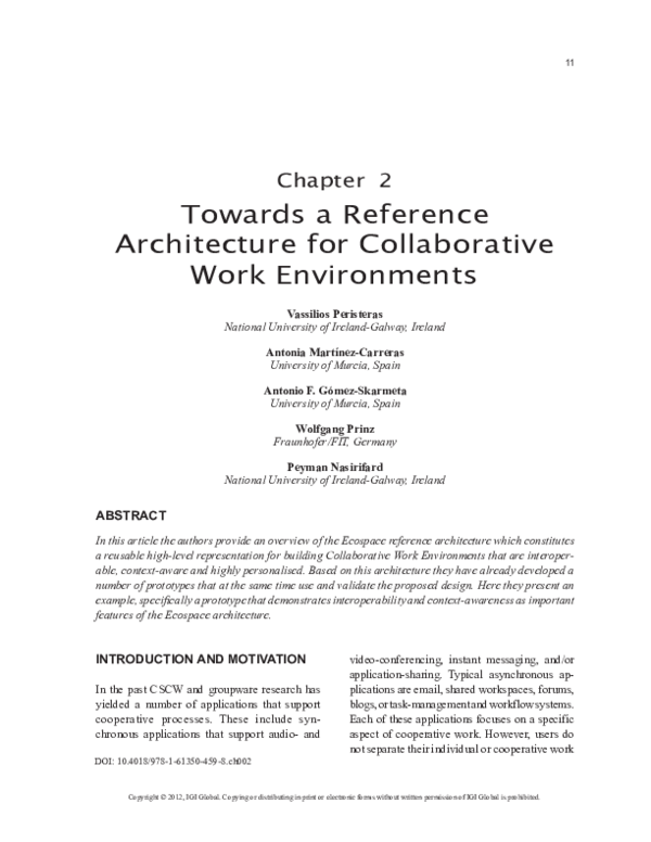 (PDF) Towards a Reference Architecture for Collaborative Work Environments