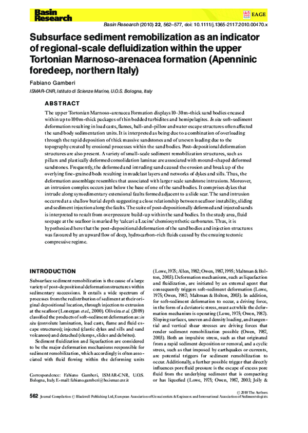(PDF) Subsurface sediment remobilization as an indicator of regional ...
