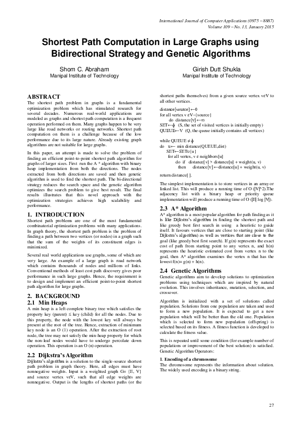 Pdf Shortest Path Computation In Large Graphs Using Bidirectional
