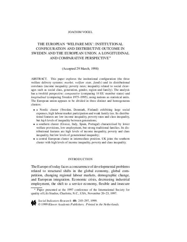 (PDF) The European 'Welfare Mix': Institutional Configuration and ...