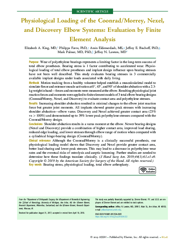 (PDF) Physiological Loading of the Coonrad/Morrey, Nexel, and Discovery ...