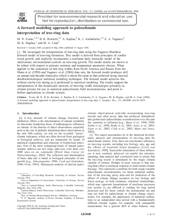 (PDF) A forward modeling approach to paleoclimatic interpretation of tree-ring data