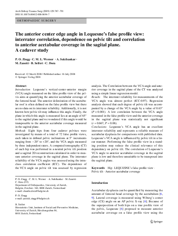 (PDF) The anterior center edge angle in Lequesne’s false profile view ...