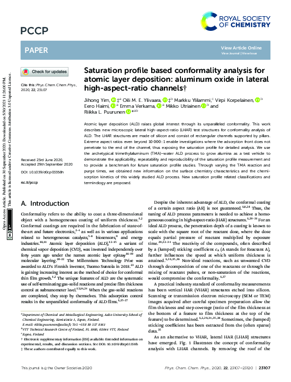 (PDF) Saturation profile based conformality analysis for atomic layer deposition: aluminum oxide ...
