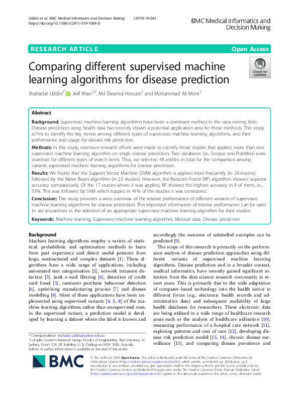 Pdf Comparing Different Supervised Machine Learning Algorithms For