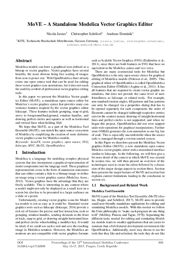 (PDF) MoVE – A Standalone Modelica Vector Graphics Editor