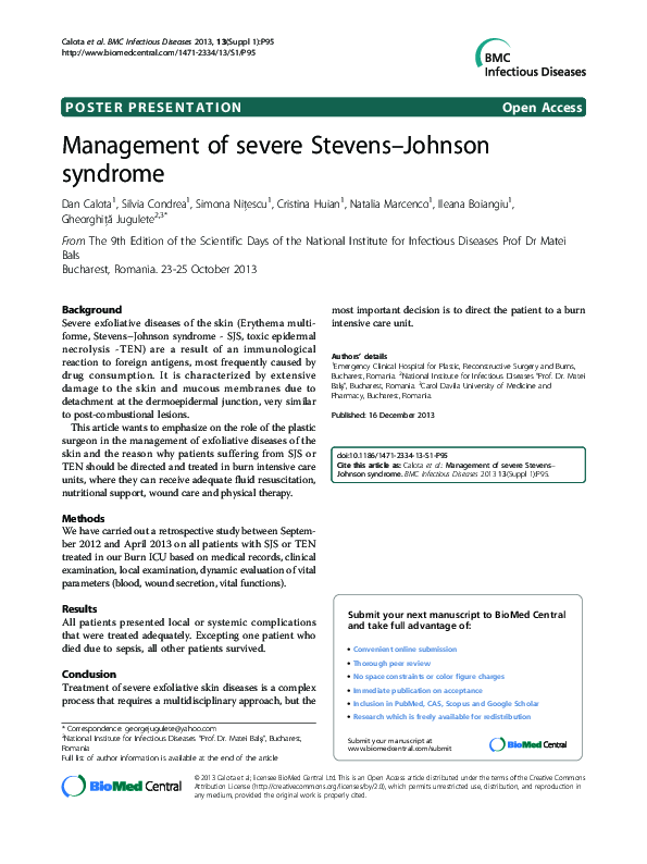 (PDF) Management of severe Stevens–Johnson syndrome