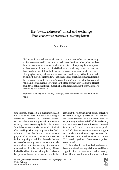 (PDF) The " awkwardnesses" of aid and exchange: Food cooperative ...