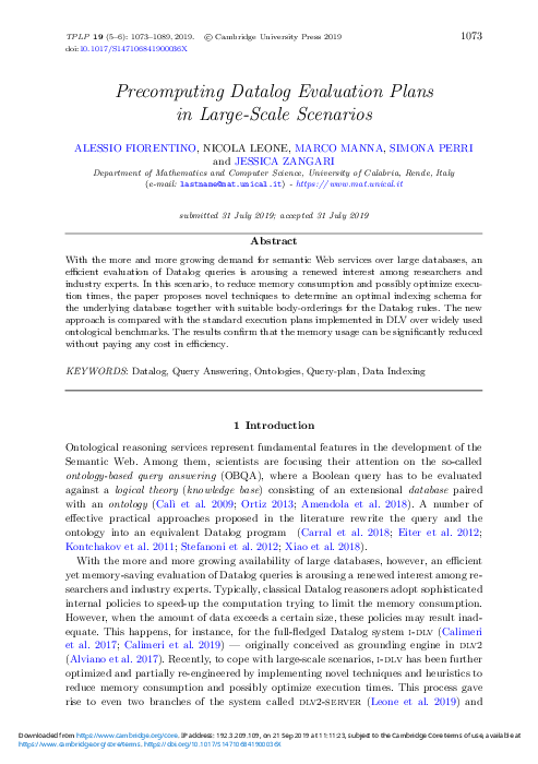 Pdf Optimizing Datalog Evaluation With Precomputed Indexing Plans