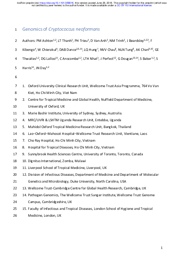 (PDF) Genomics of Cryptococcus neoformans