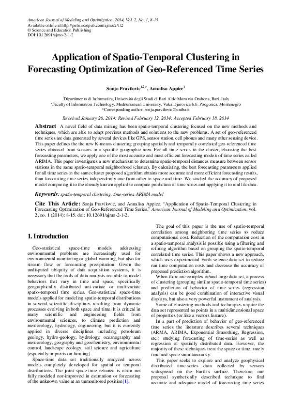 (PDF) Spatio-Temporal Clustering for Time Series Forecasting