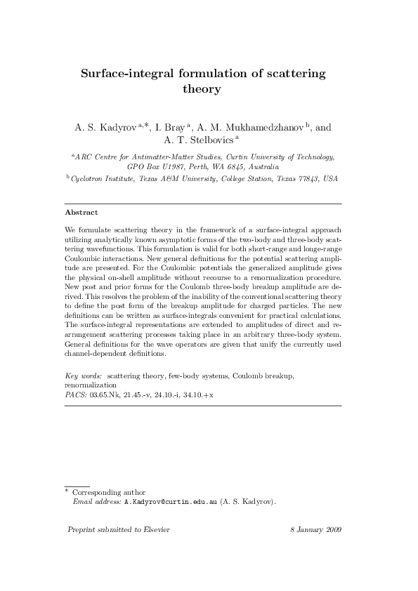 (PDF) Surface-integral formulation of scattering theory