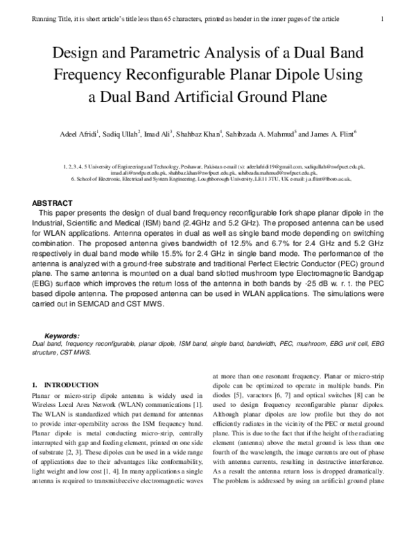 (PDF) Design and Parametric Analysis of a Dual-Band Frequency ...