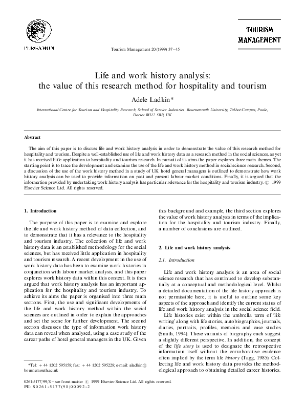 (PDF) Life and work history analysis: the value of this research method ...