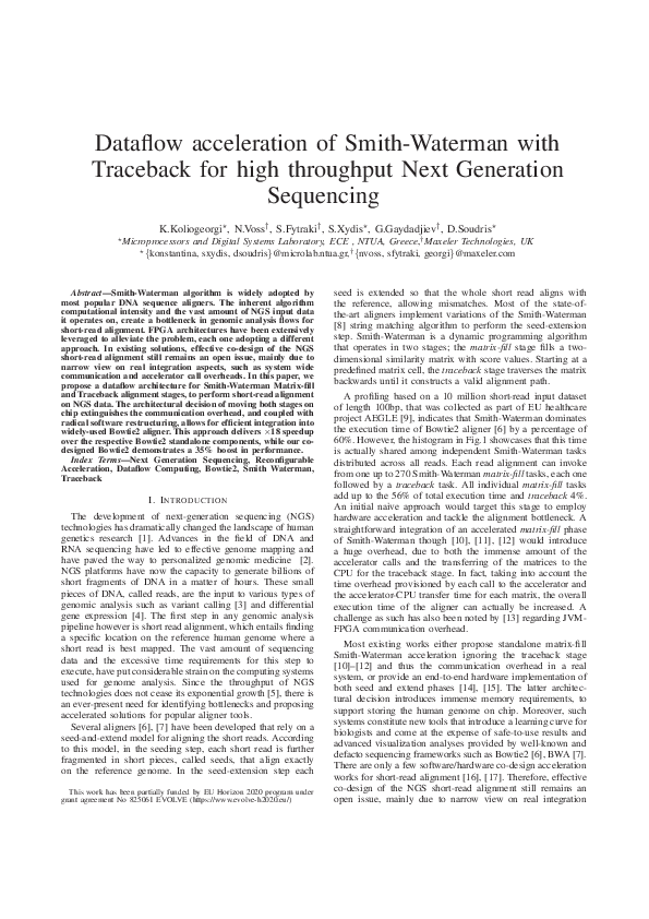 (PDF) Dataflow Acceleration of Smith-Waterman with Traceback for High Throughput Next Generation ...