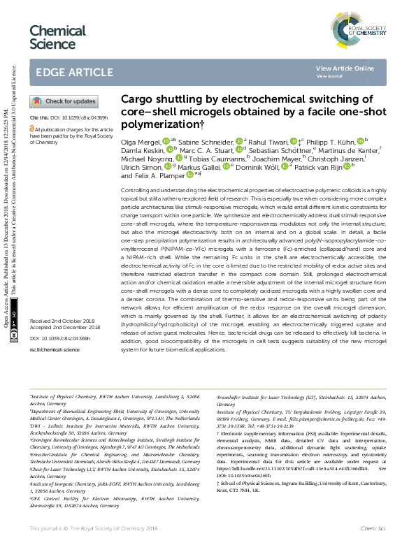 (PDF) Cargo shuttling by electrochemical switching of core–shell ...
